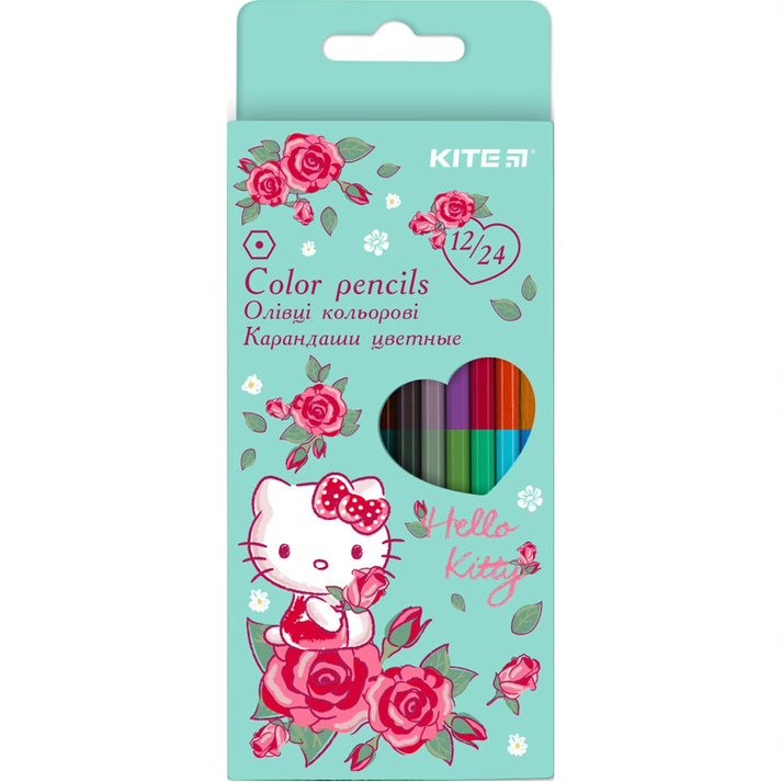 Карандаши цветные Kite Hello Kitty двухсторонние 12 цветов (HK20-054 ...