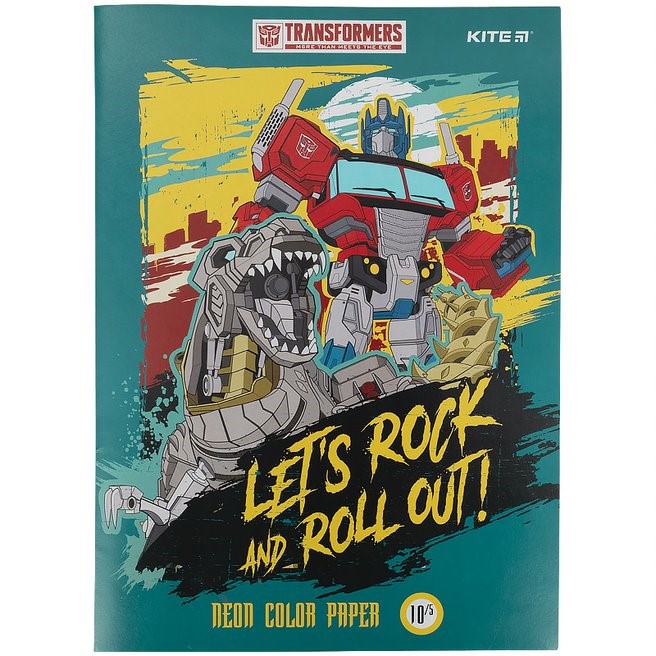 Папір кольоровий неоновий Kite Transformers 10 аркушів 5 кольорів A4 ...