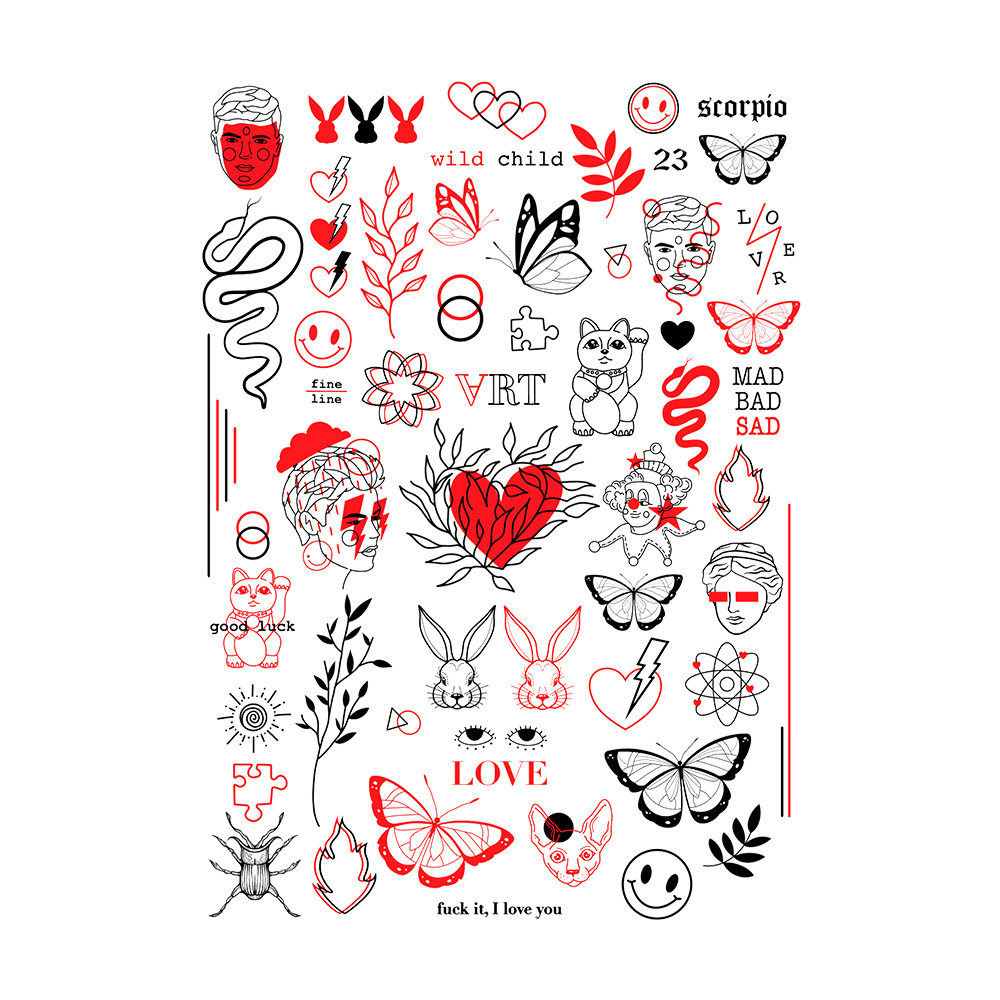 Набір тату для тіла Arley Sign Чорно червона еклектика (1412) купити в ...