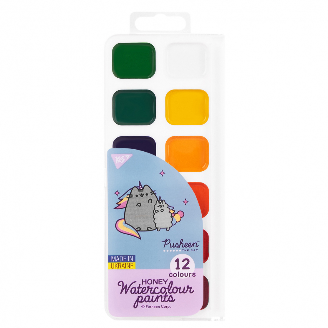Краски акварельные медовые Yes Pusheen 12 цветов (110275) купить в ...