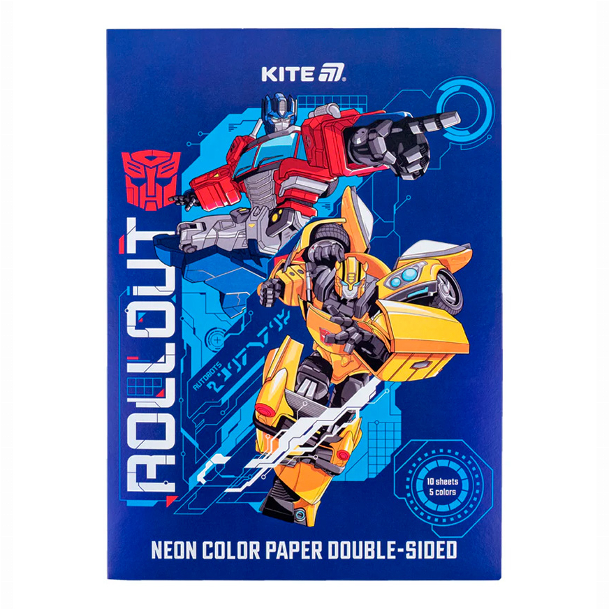 Папір кольоровий неоновий Kite Transformers 10 аркушів A4 (TF24-252 ...