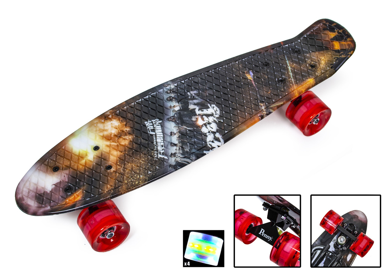 Підлітковий пенніборд із підсвічуванням усіх коліс (Pennyboard) "Битва ...
